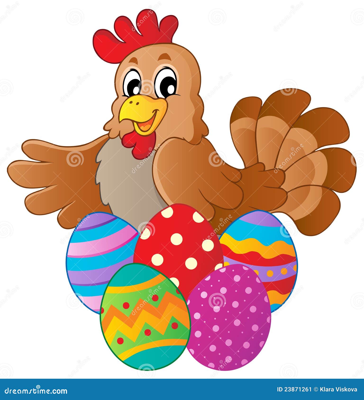 Poule Avec De Divers Oeufs De Pâques Image stock - Image: 23871261