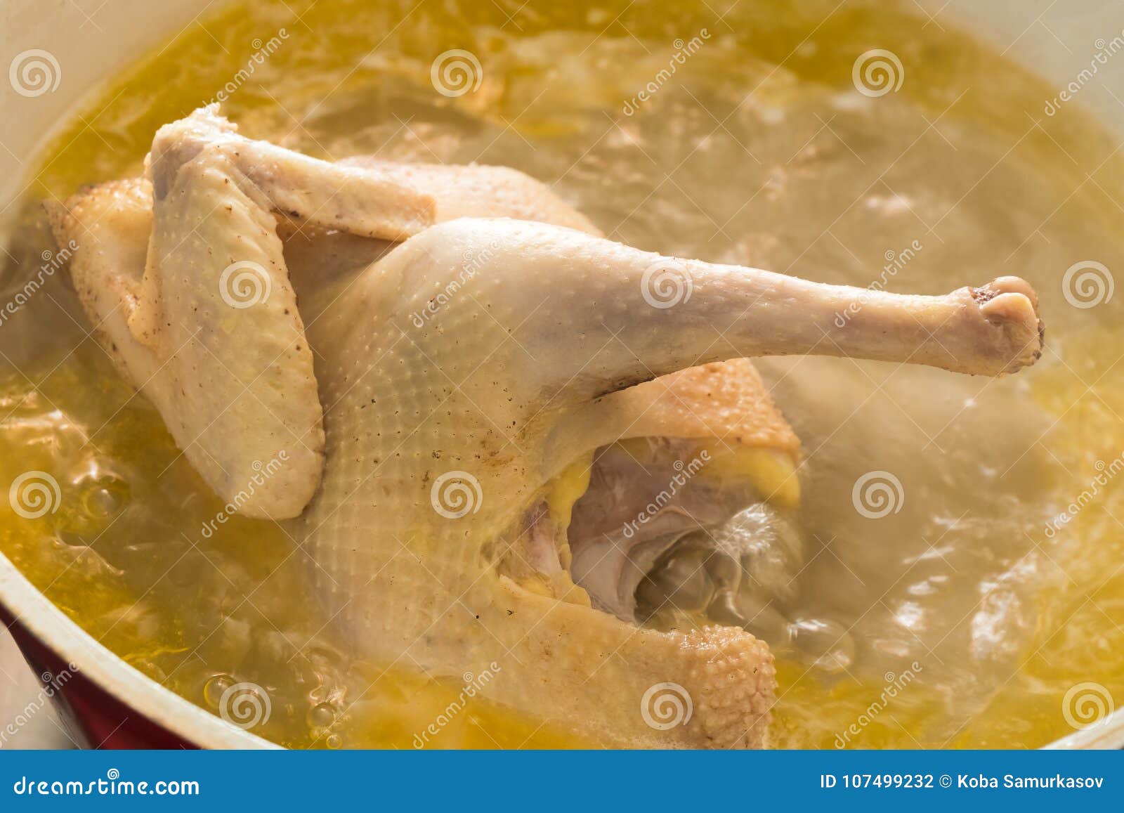 Poulet Bouilli Dans Un Pot D'eau Bouillante Photo stock - Image du ...