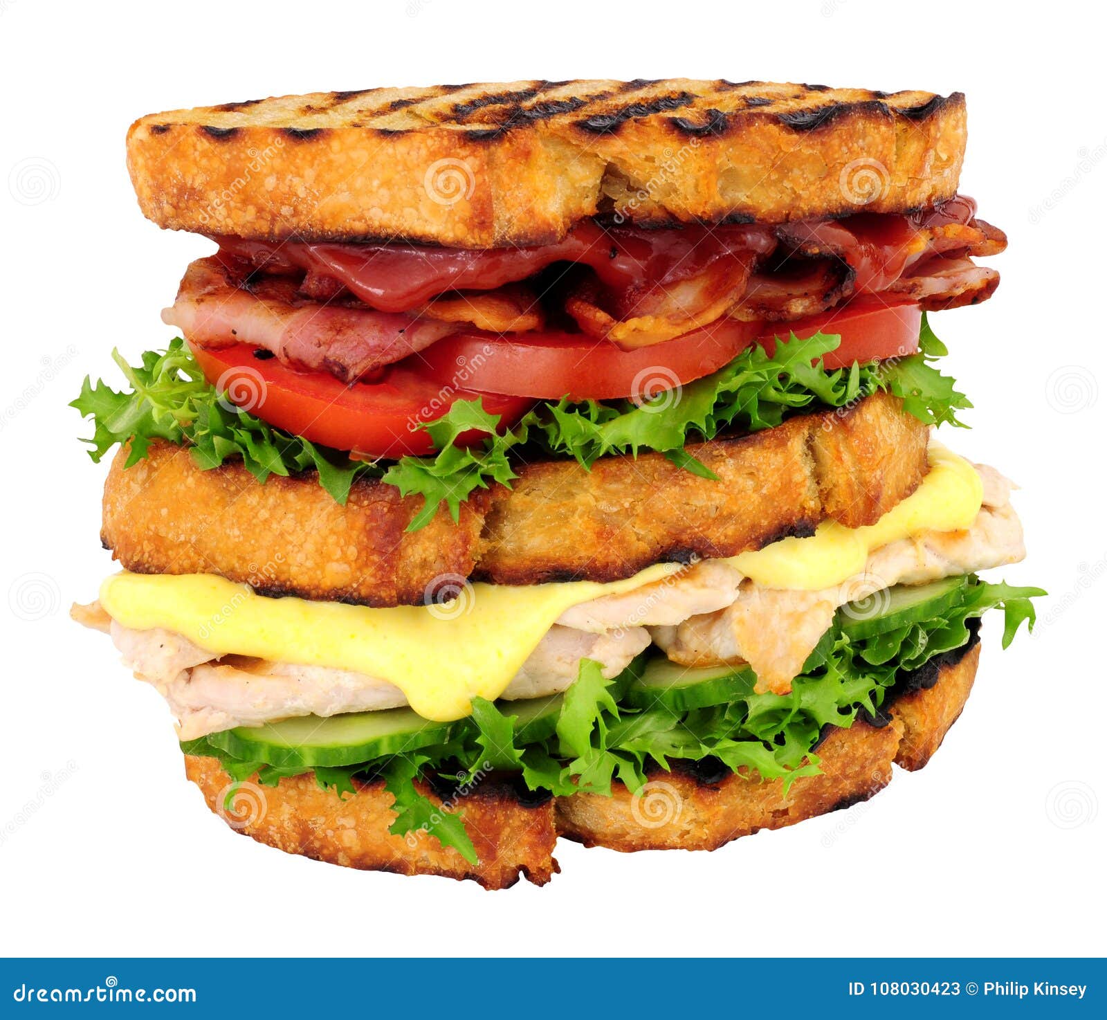 Poulet Et Lard Double Decker Sandwich Image stock - Image du poulet ...