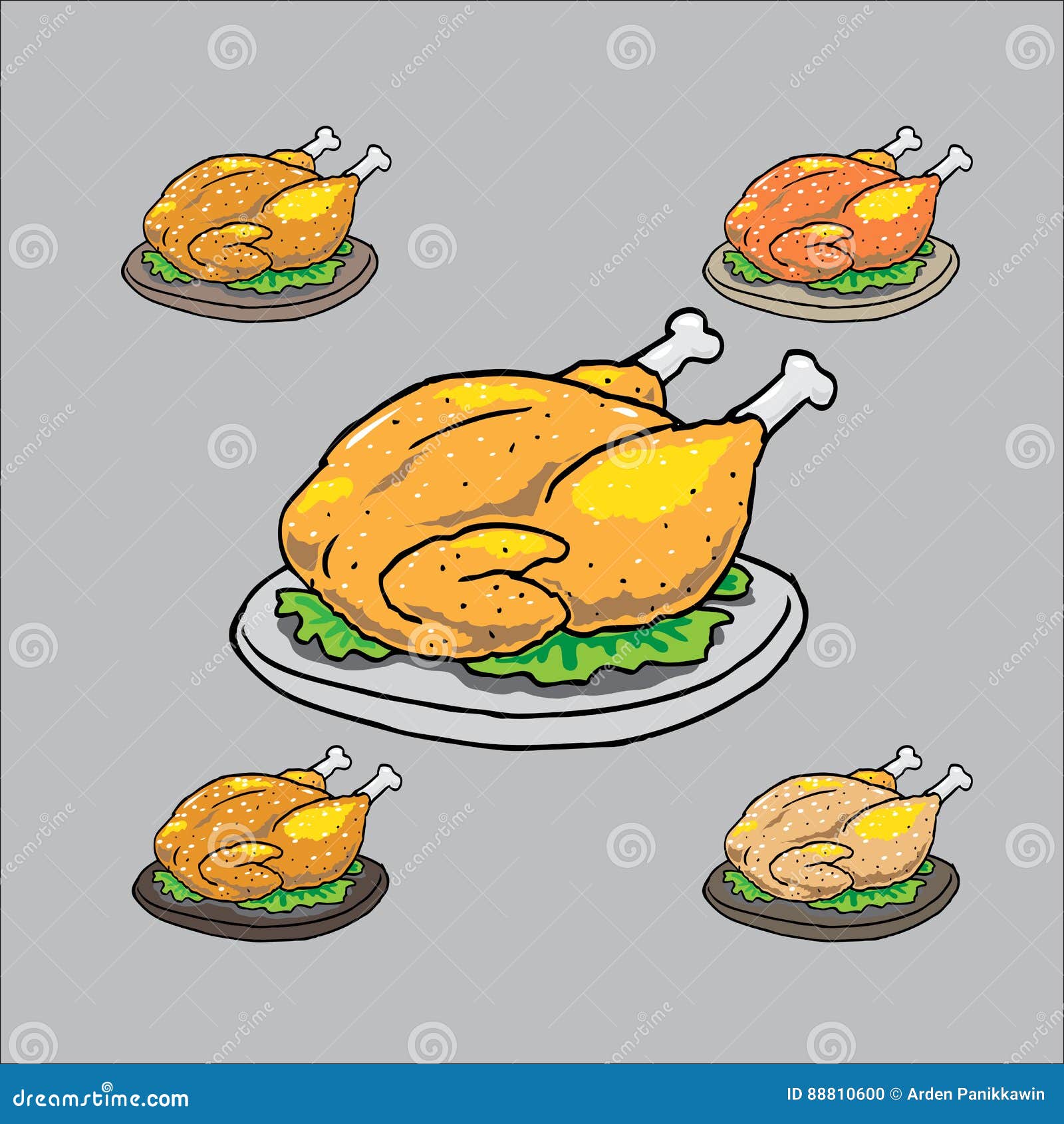 Poulet rôti illustration de vecteur. Illustration du bouilli - 88810600