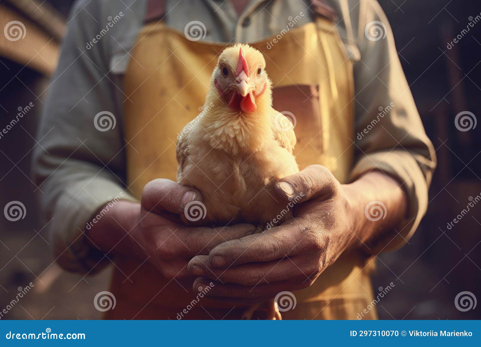 Poultry Farm Worker with Chicken in Hands Stock Illustration ...