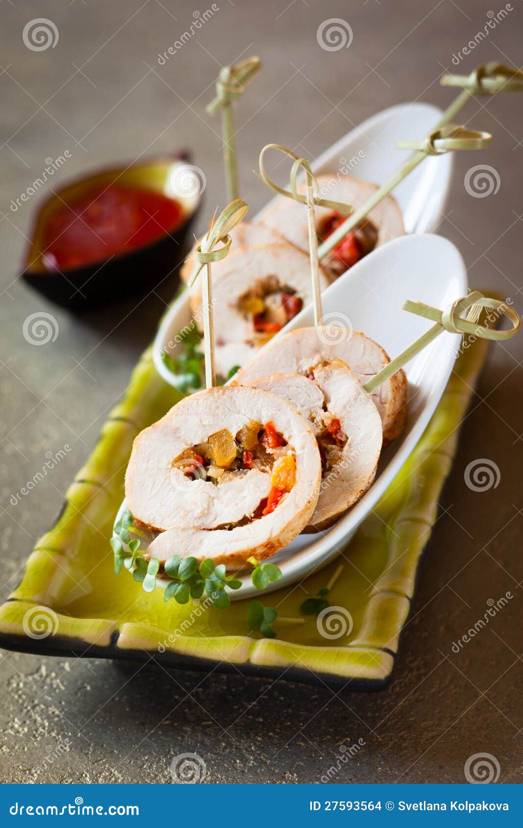 Poultry Roulade Filled with Vegetables Stock Photo - Image of appetizer ...