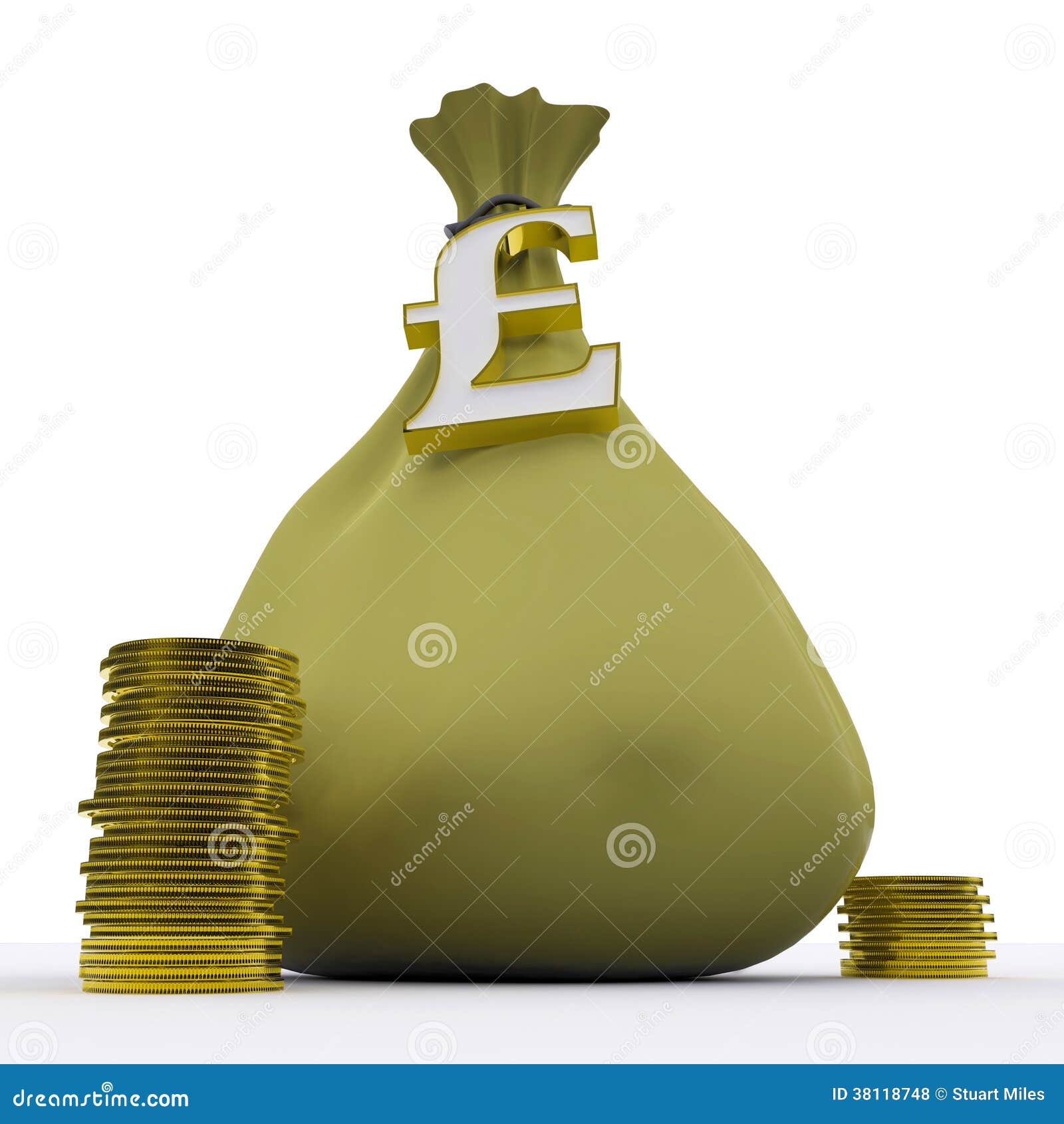 Pound Bag Shows British Currency and Wealth Stock Illustration ...