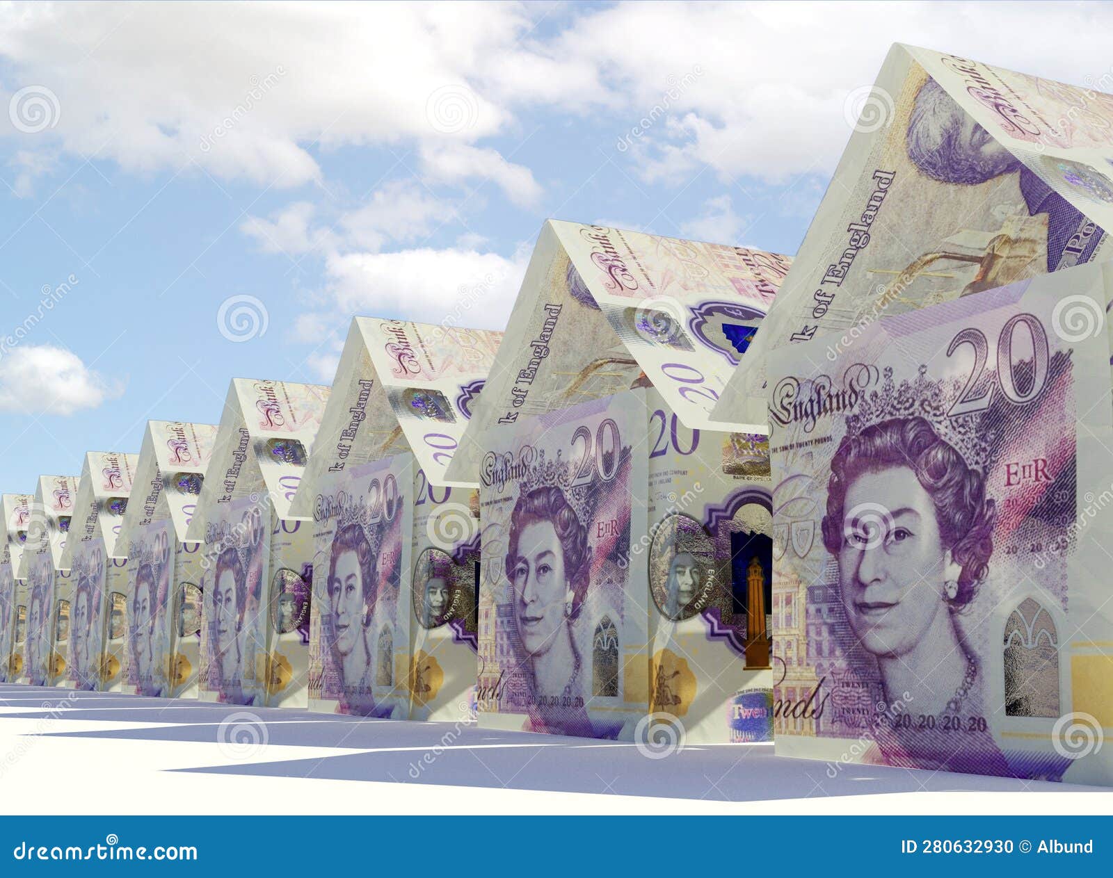 Pound Banknote Houses Collection Editorial Image - Illustration of ...