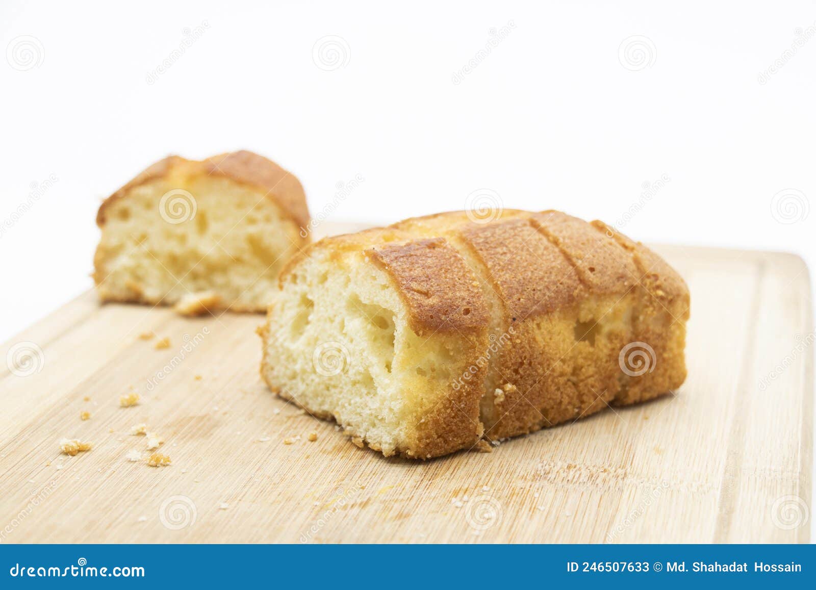 Pound Cake on Cutting Board Isolated on White Background Stock Image ...