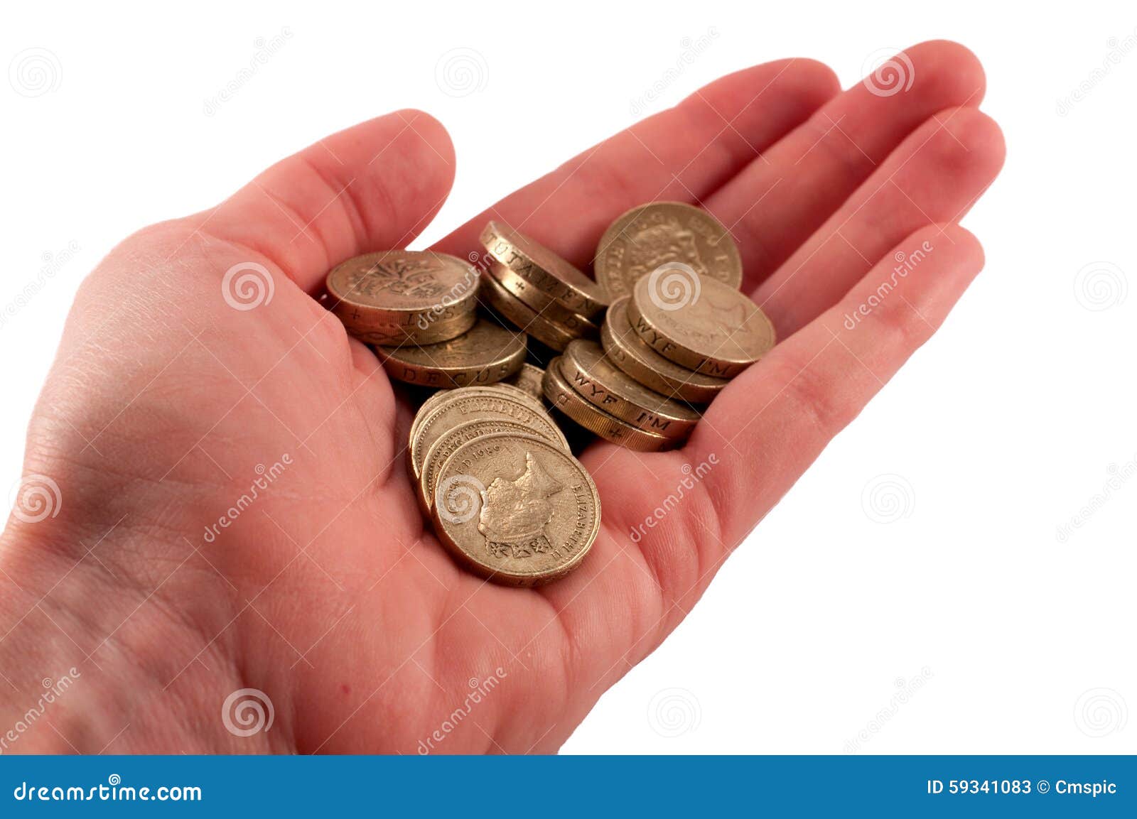 Pound coins in hand editorial stock photo. Image of savings - 59341083