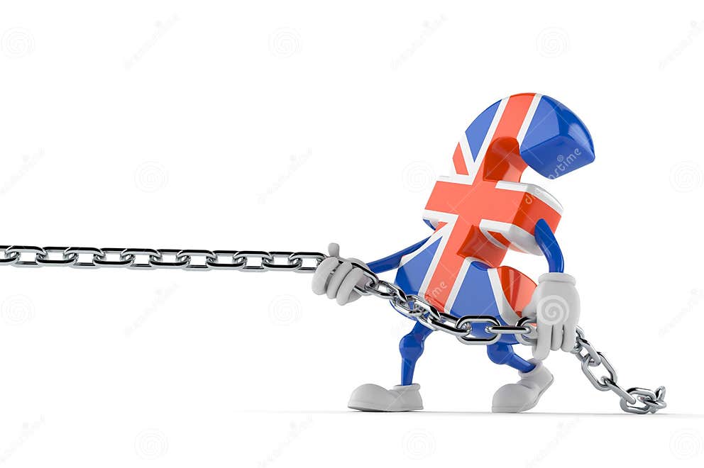 Pound Currency Character Pulling Chain Stock Illustration ...