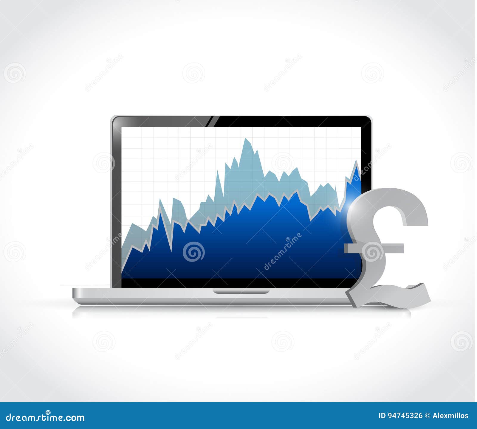 Pound Currency Graph on a Laptop Computer. Stock Illustration ...
