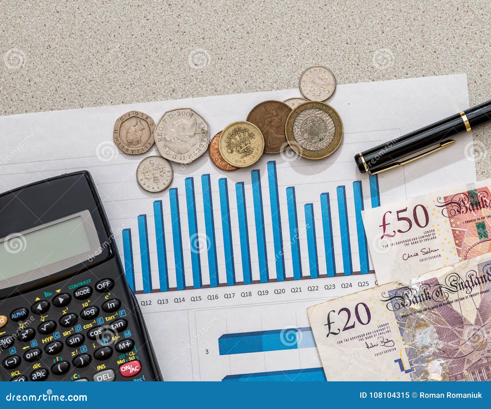 Pound on Fluctuating Graph with Calculator Editorial Image - Image of ...