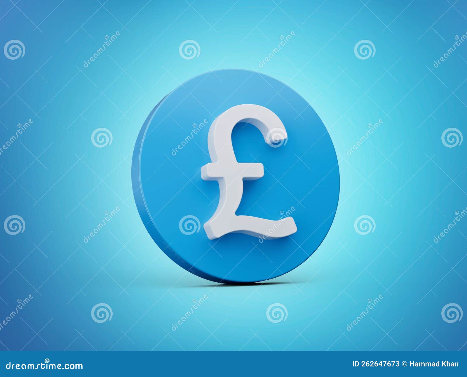 Pound Icon Blue, Isolated on Blue Background 3d Illustration Stock ...