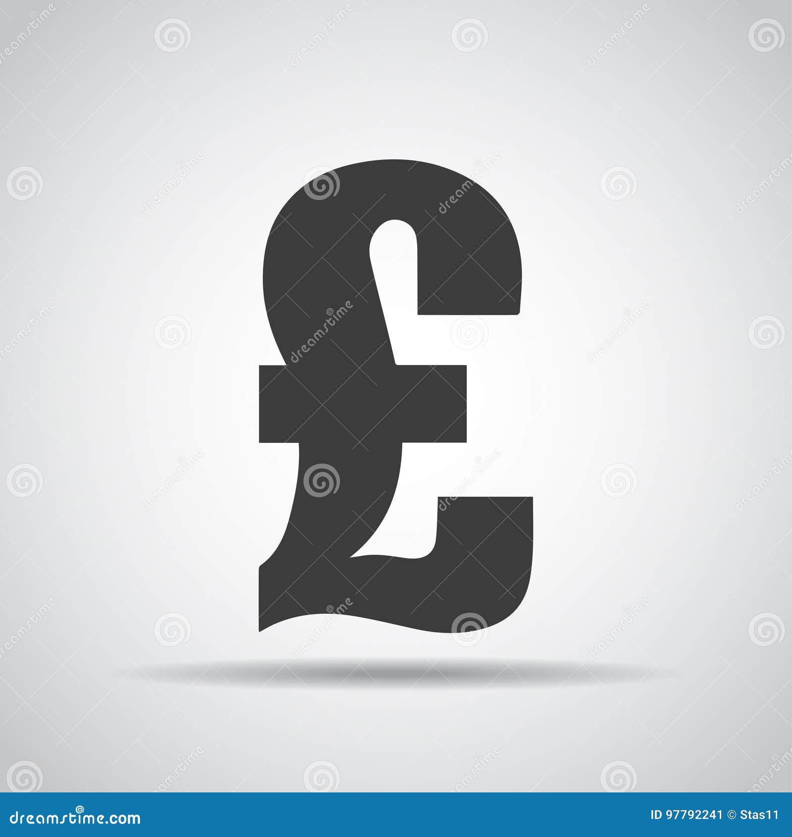 Pound Icon with Shadow on a Gray Background. Vector Illustration Stock ...