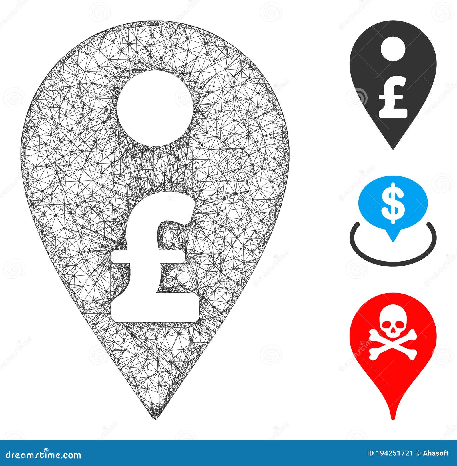 Pound Map Marker Polygonal Web Vector Mesh Illustration Stock Vector ...