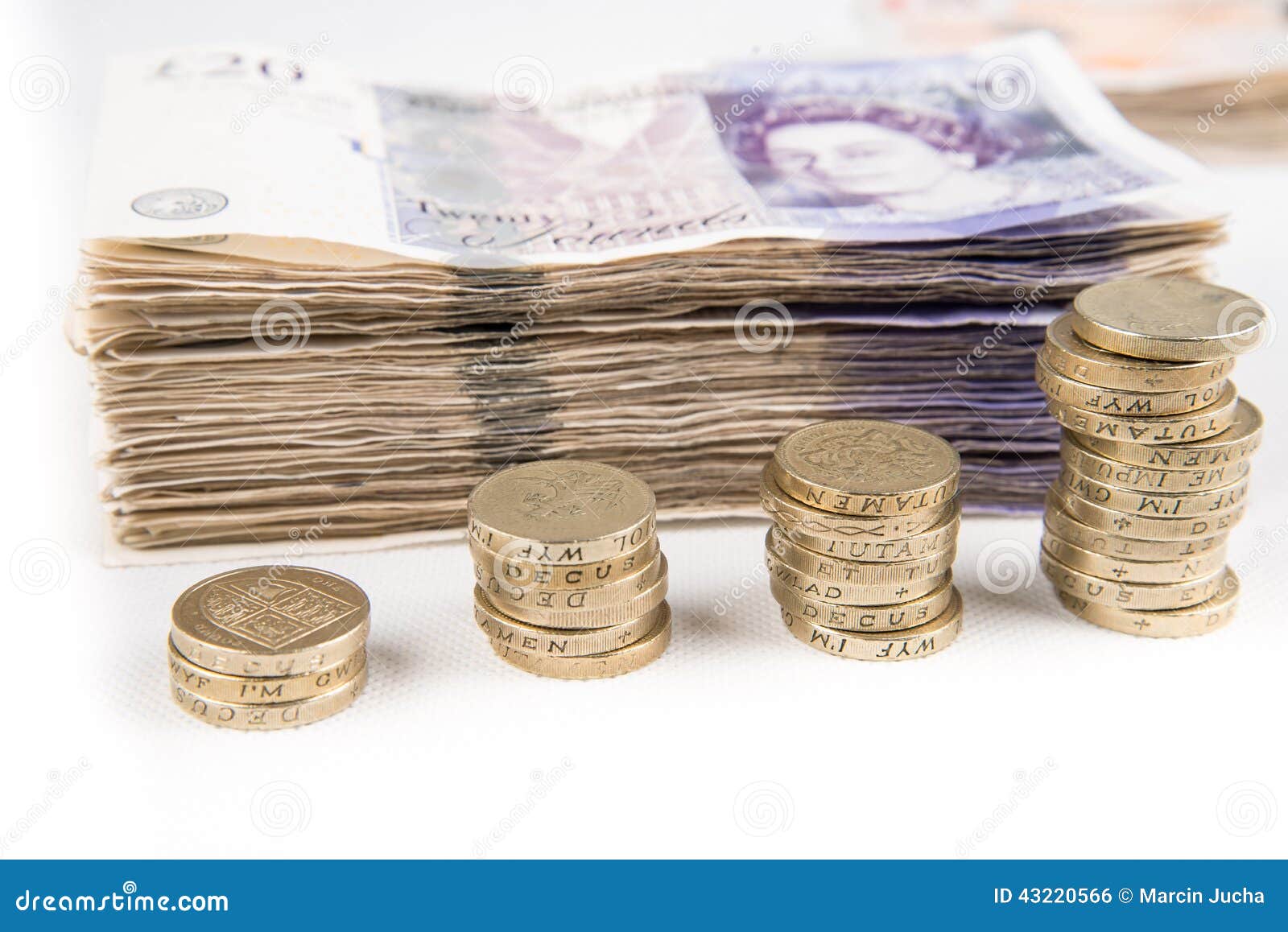 Pound notes and coins editorial photo. Image of finance - 43220566