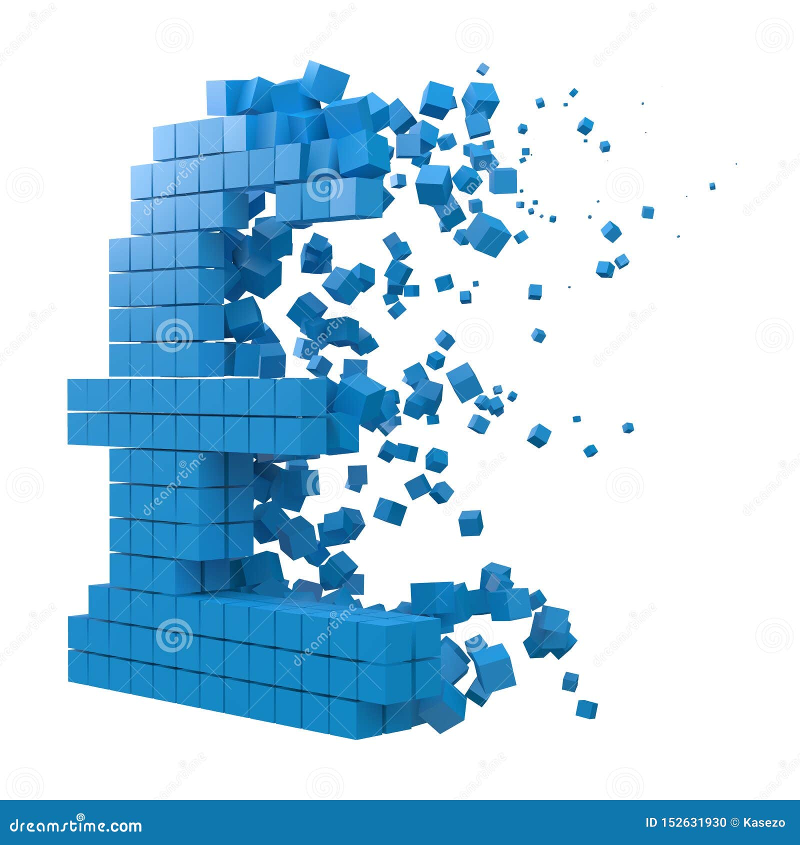 Pound Sign Shaped Data Block. Version with Blue Cubes Stock Vector ...