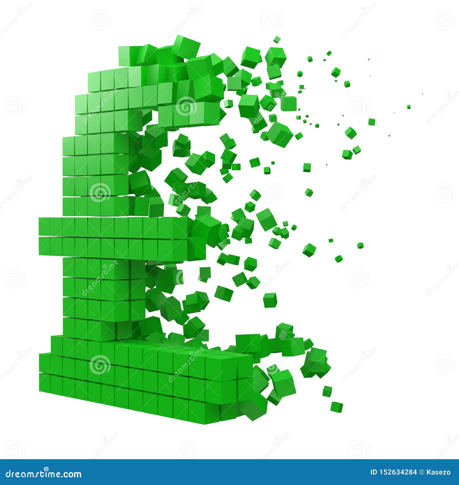 Pound Sign Shaped Data Block. Version with Green Cubes Stock Vector ...