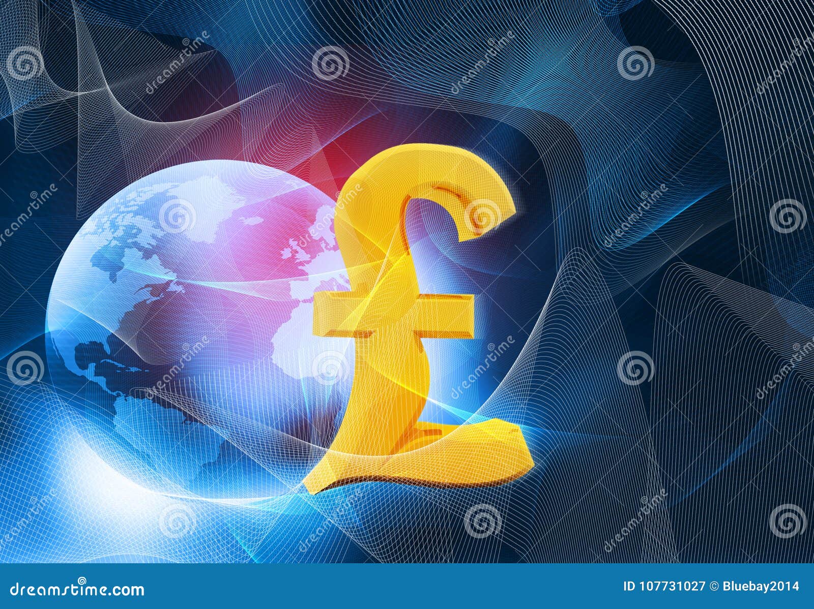 Pound sign with world stock illustration. Illustration of money - 107731027