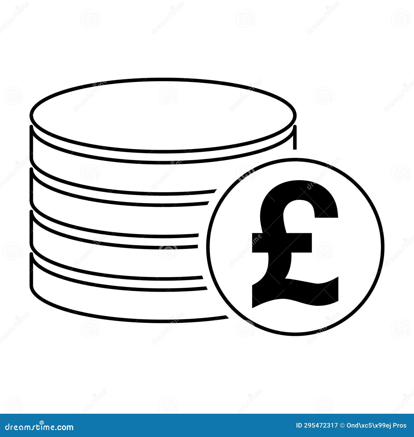 Pound Stack Coin, Flat Icon Money Design, Cash Sign Vector Illustration ...