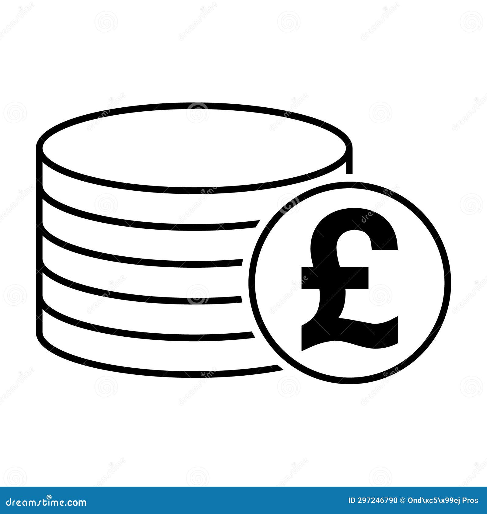 Pound Stack Coin, Flat Icon Money Design, Cash Sign Vector Illustration ...