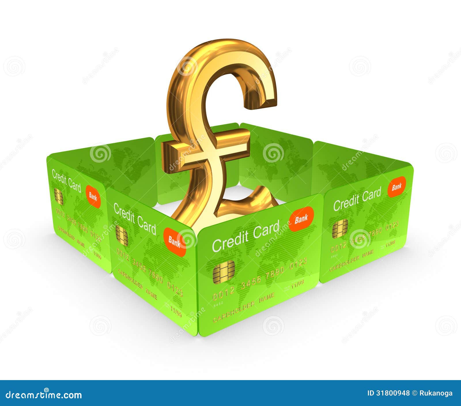 Pound Sterling Behind the Wall of Credit Cards. Stock Illustration ...
