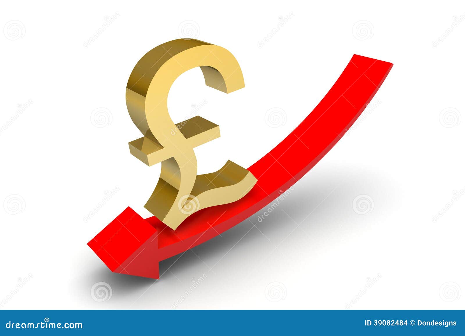 Pound Sterling Down Arrow stock illustration. Illustration of finance - 39082484