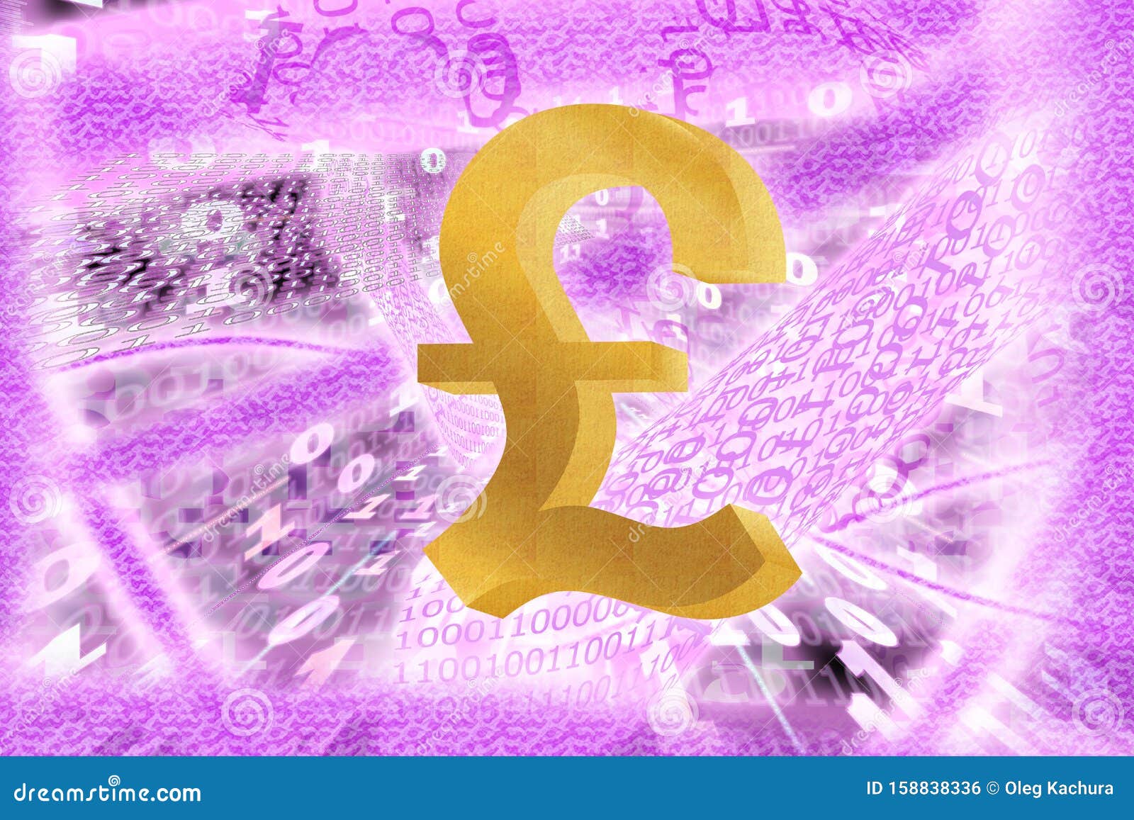 Pound Sterling Sign, Against the Backdrop of a Binary Code with Tunnels ...