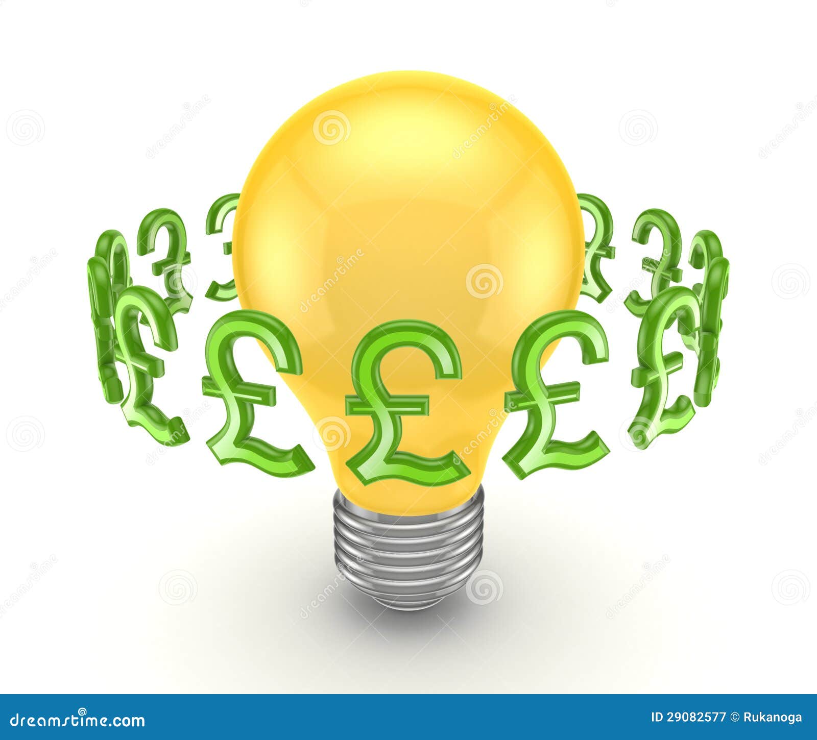 Pound Sterling Signs Around Yellow Lamp. Stock Image - Image of lamp ...