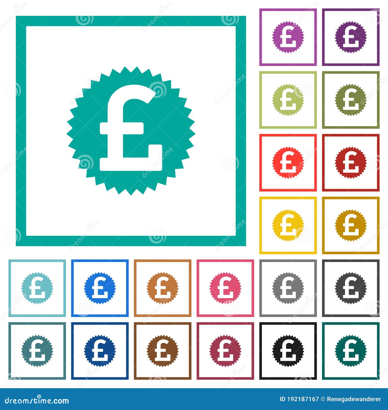 Pound Sticker White Icons In Round Glossy Buttons On Black Background ...