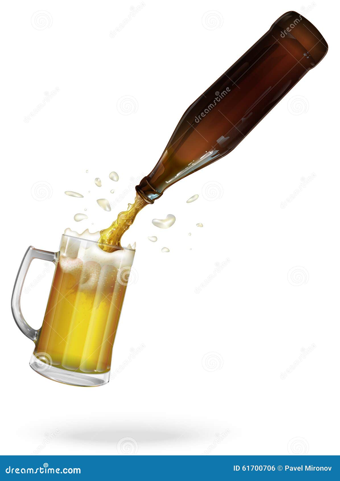 Pour Beer. Beer Bottle. Mug with Beer. Vector Stock Vector ...