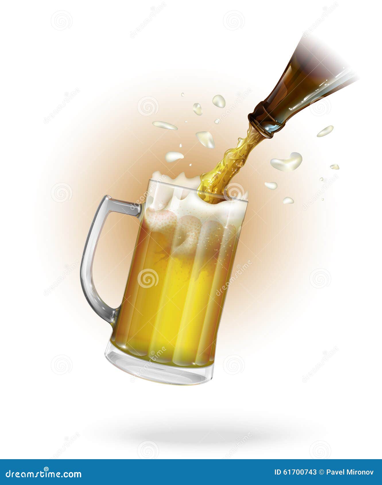 Pour Beer. Beer Bottle. Mug with Beer. Vector Stock Vector ...