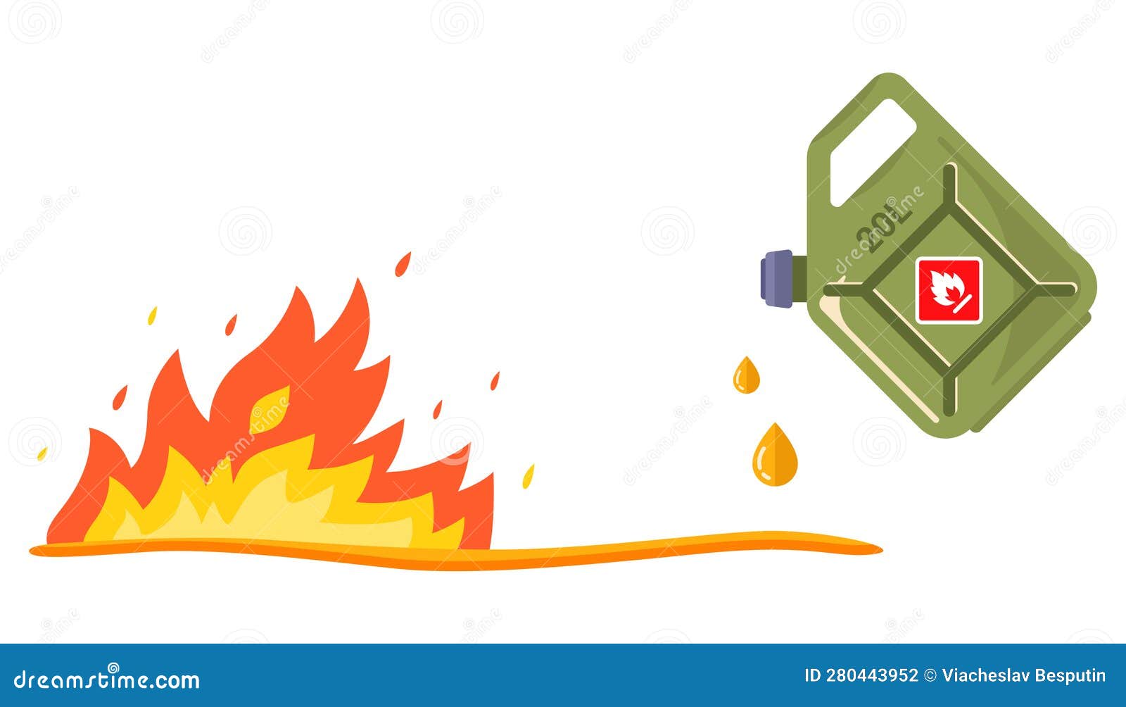 Pour Gasoline from a Canister on the Fire. Stock Vector - Illustration ...