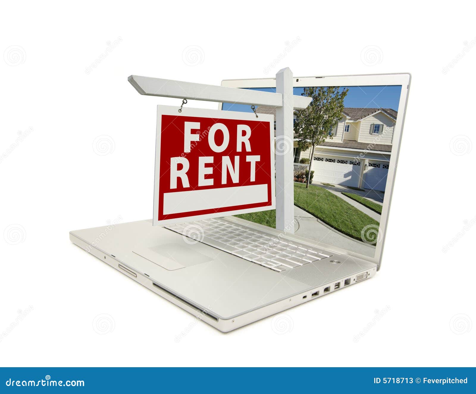 Pour Le Loyer Connectez-vous L'ordinateur Portatif Image stock - Image ...