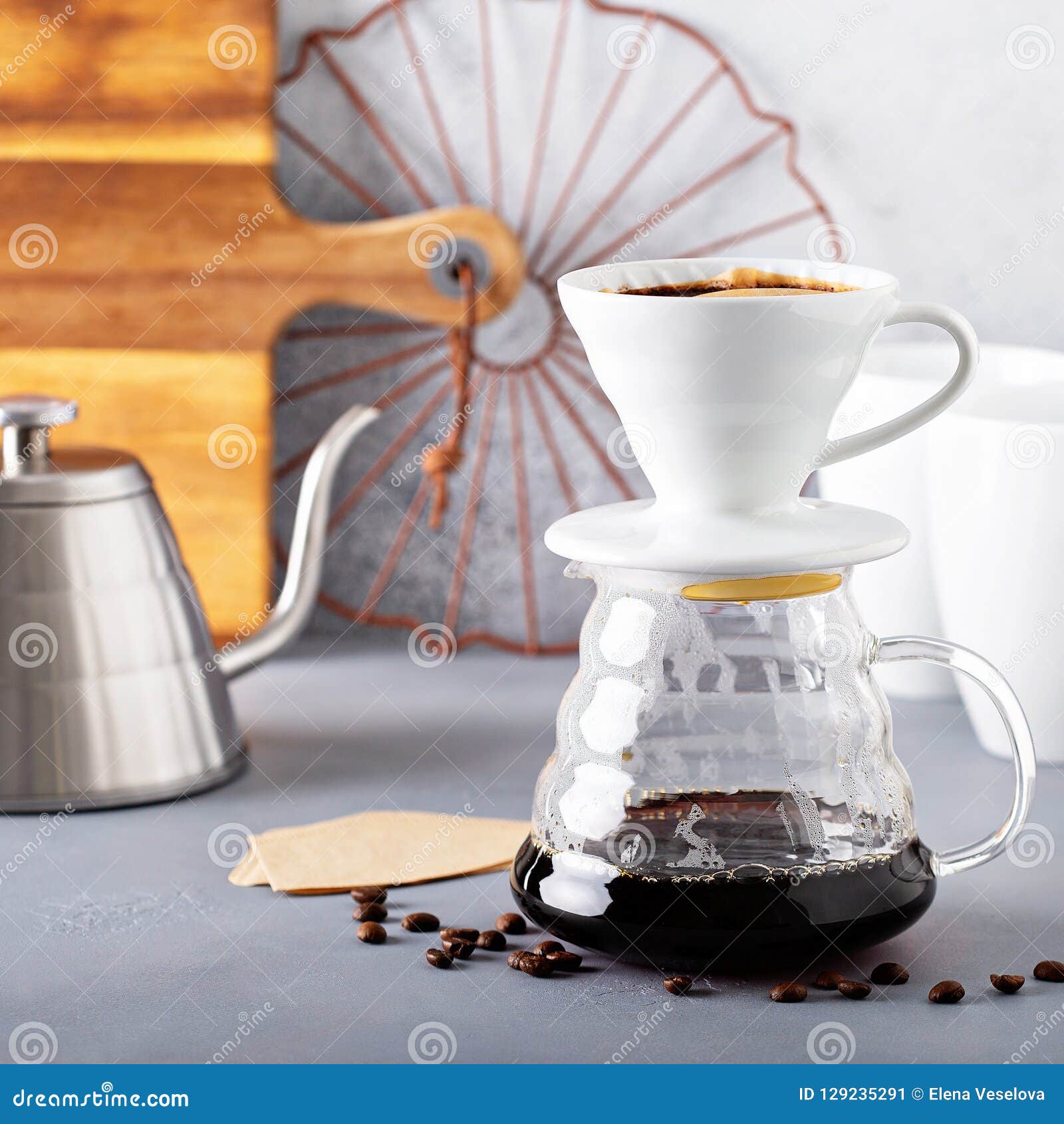 Pour Over Coffee Being Made Stock Image - Image of drink, ground: 129235291