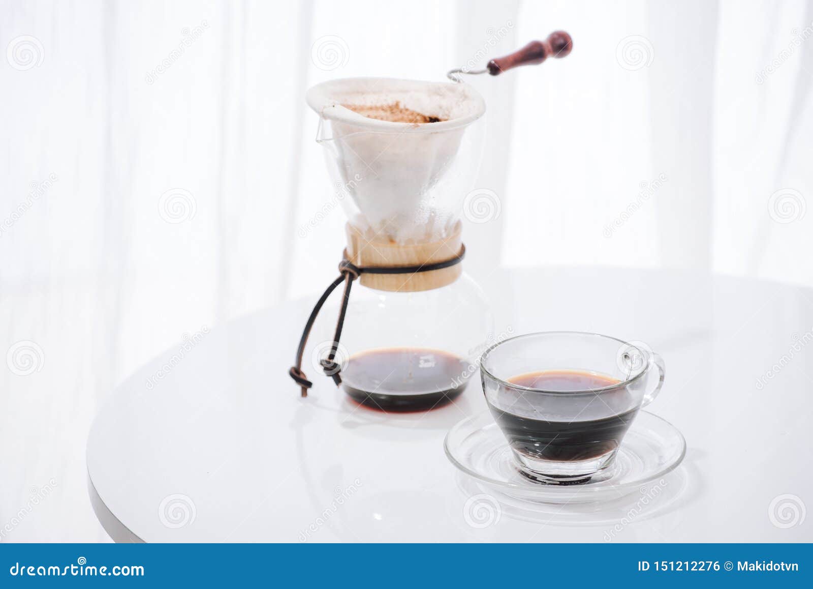 Pour Over Drip Process Coffee in Retro Filter Effect with Copy Space ...