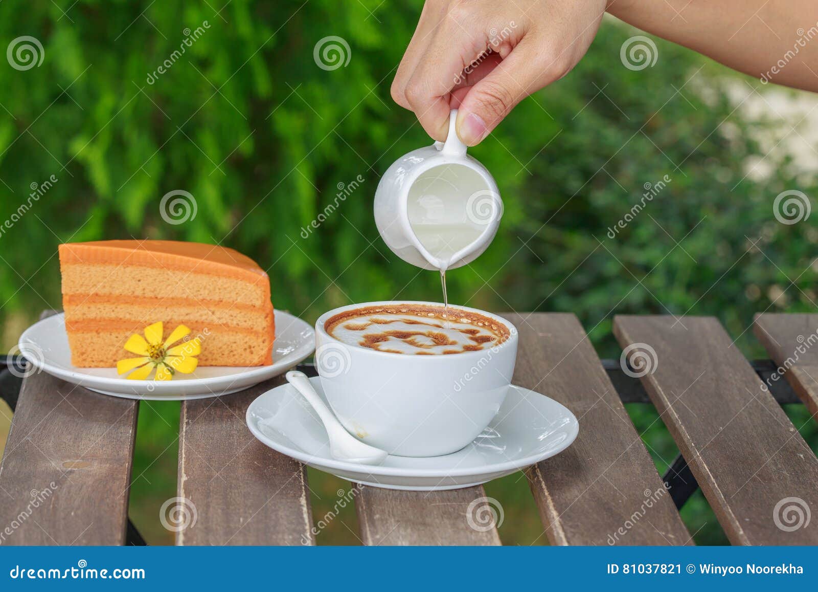 Pour Syrup in a Cup of Coffee. Stock Image - Image of saucer, caffeine ...