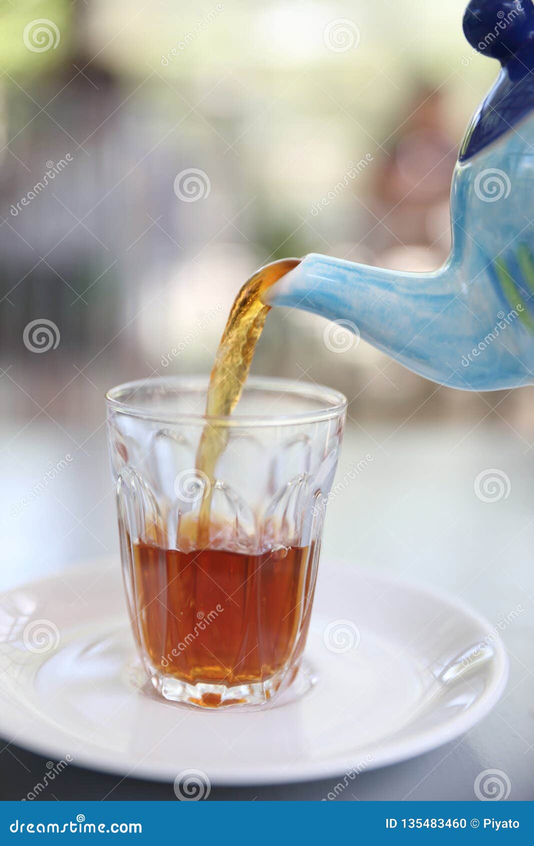 Pour Hot Tea Pot on Tea Cup Stock Photo - Image of freshness, mint ...