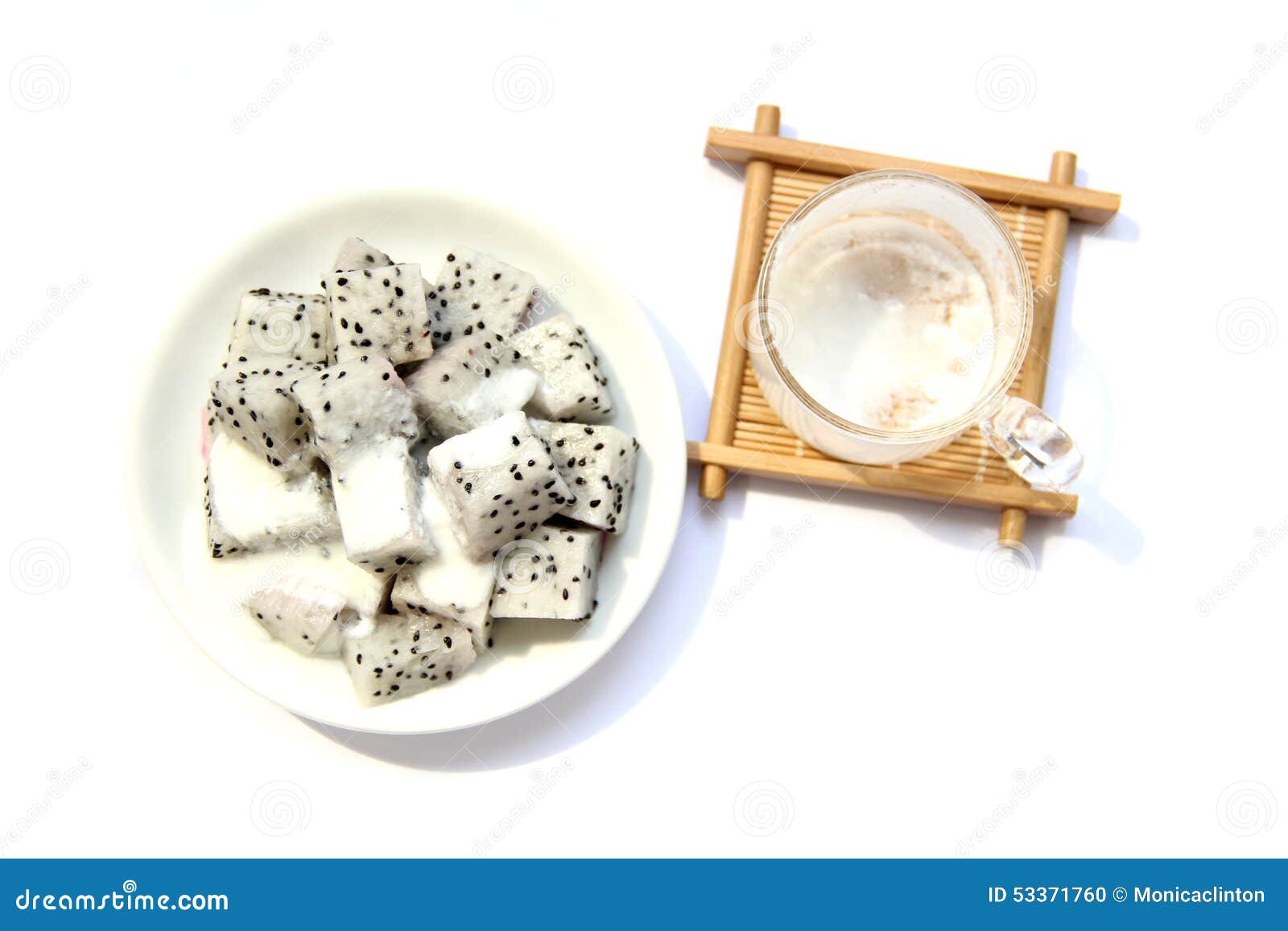 Pour yogurt onto fruit stock photo. Image of ingredient - 53371760