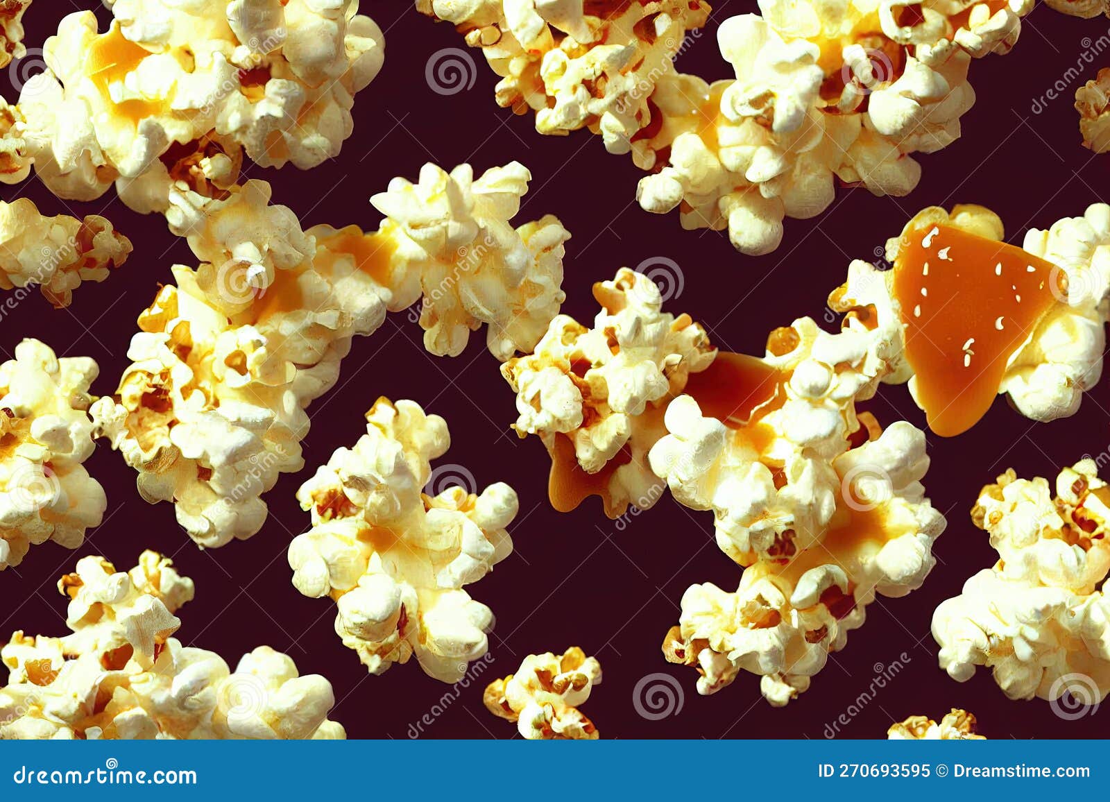 Poured with Molten Shiny Caramel Large Grains of Caramel Popcorn. Stock ...