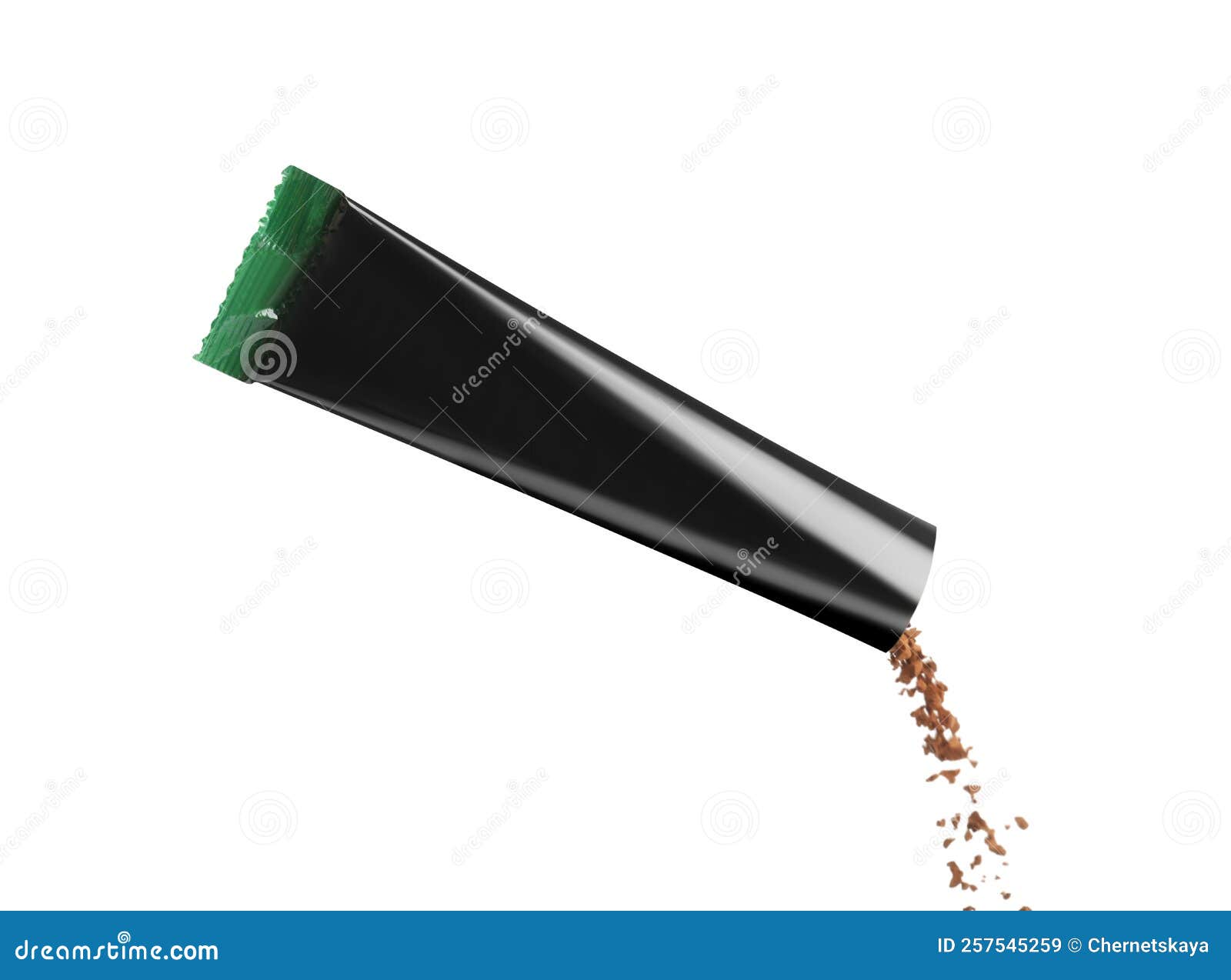 Pouring Aromatic Instant Coffee from Sachet on White Background Stock ...