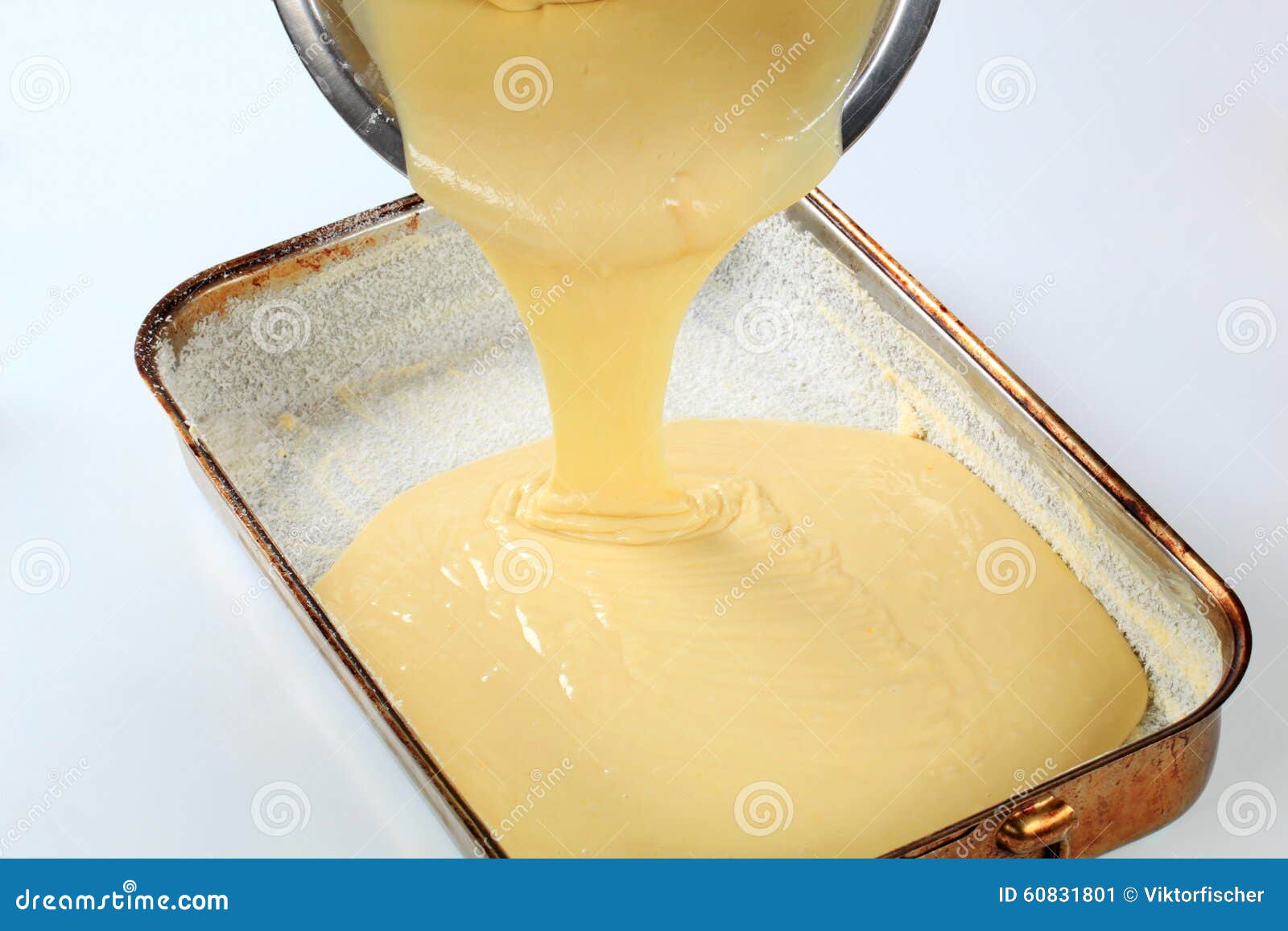 Pouring Batter into Baking Pan Stock Image - Image of shredded ...
