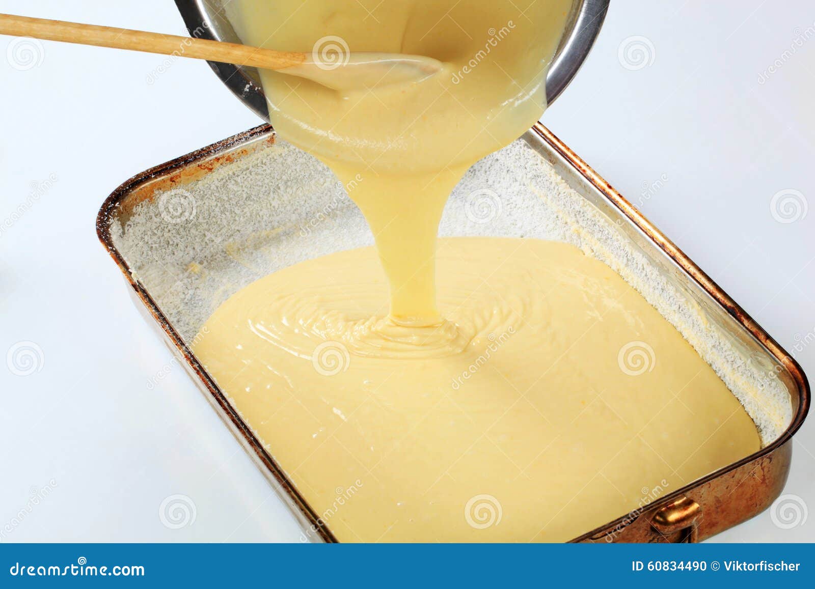Pouring Batter into Baking Pan Stock Photo - Image of desiccated ...