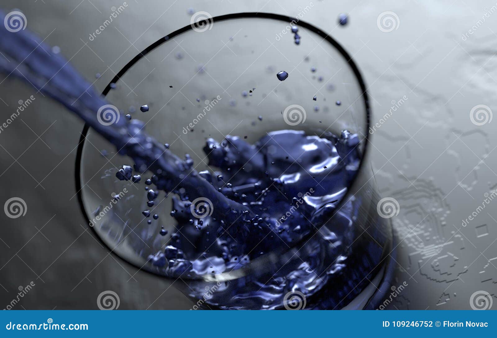 Pouring Blue Liquid in a Transparent Glass Stock Illustration ...
