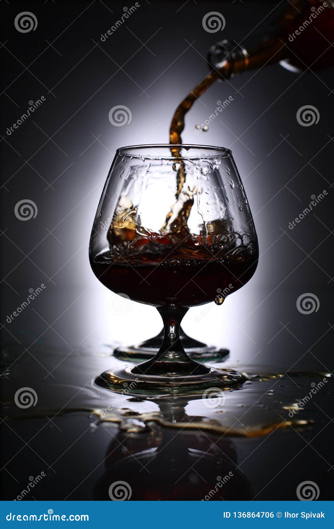 Pouring Brandy into a Glass Stock Photo - Image of lemon, edge: 136864706