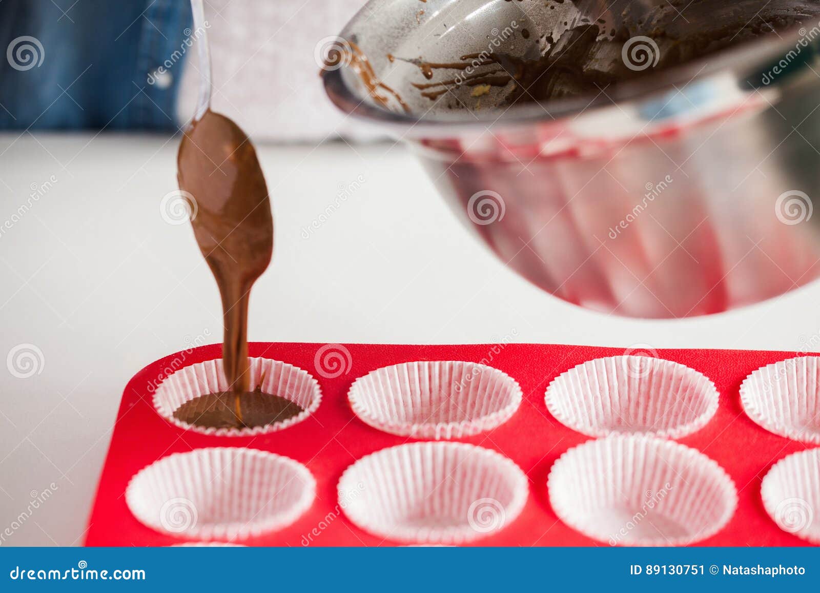 Pouring Cake Mix stock image. Image of dessert, muffins - 89130751