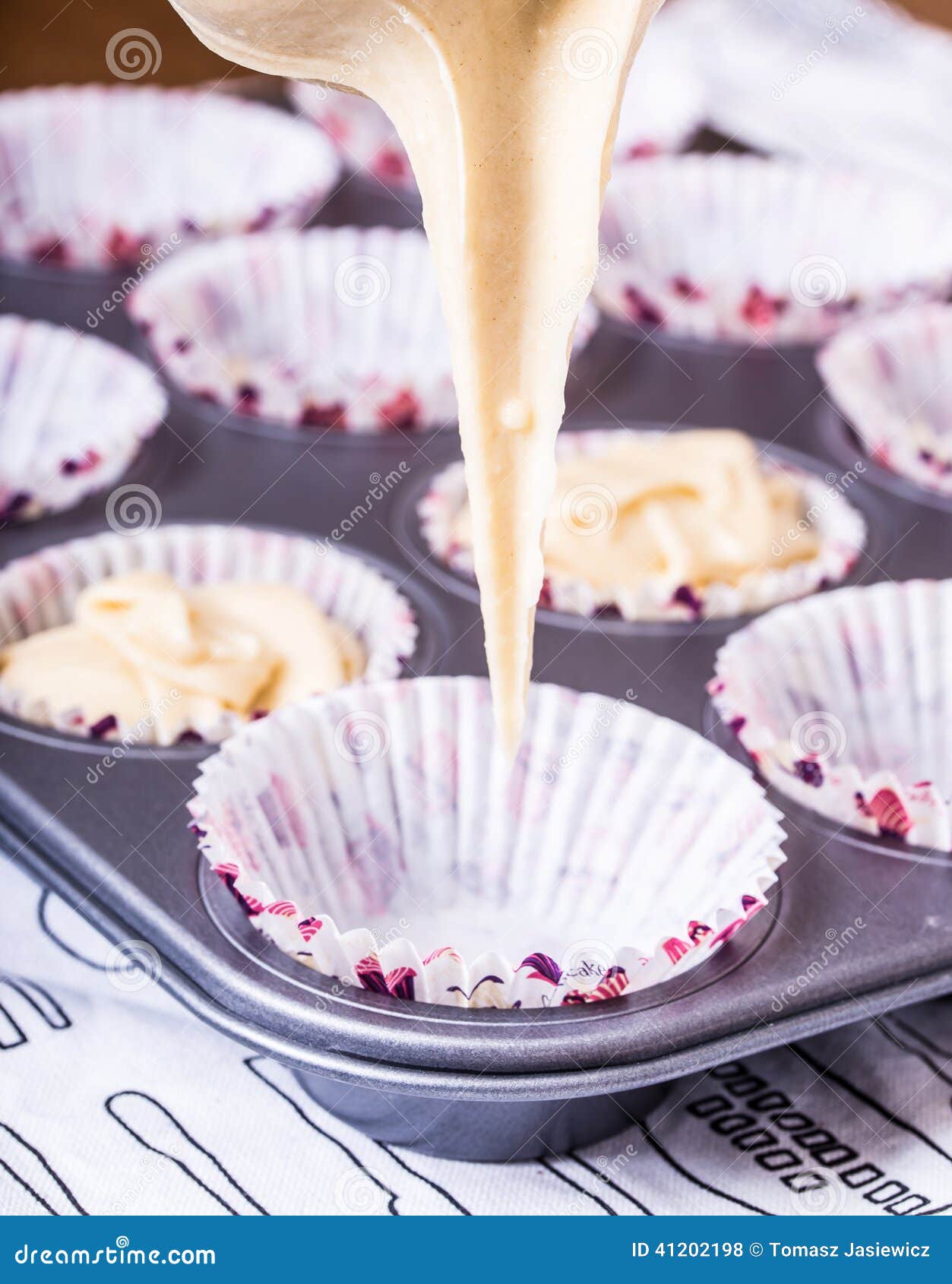 Pouring the cake mix stock photo. Image of ready, macro - 41202198