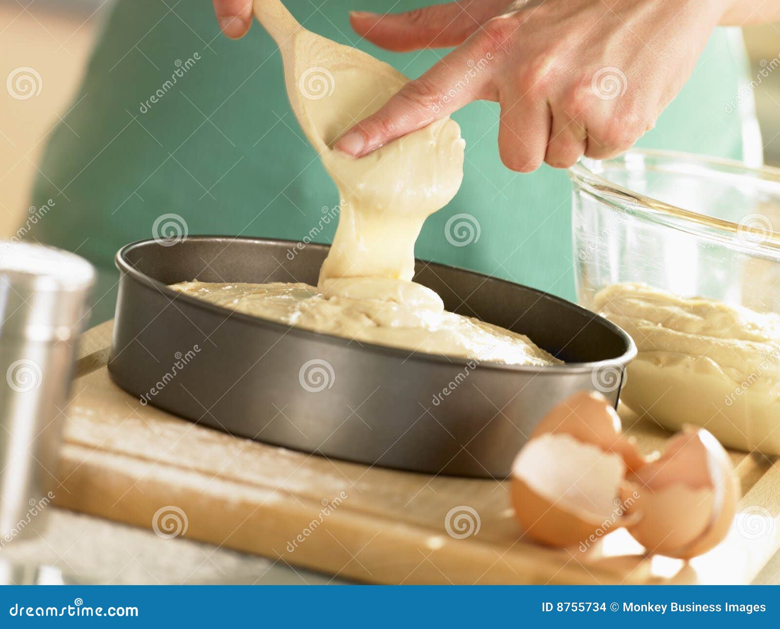 Pouring Cake Mixture into Baking Tin Stock Photo - Image of cake, food ...