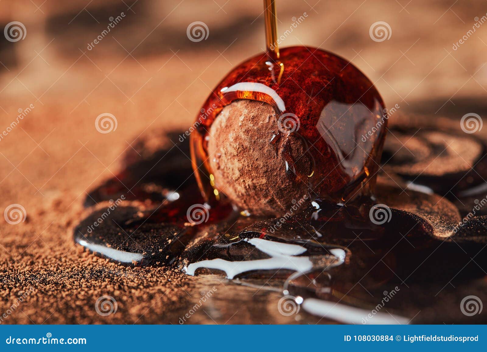 Pouring Caramel Onto Truffle Process Stock Photo - Image of meal ...