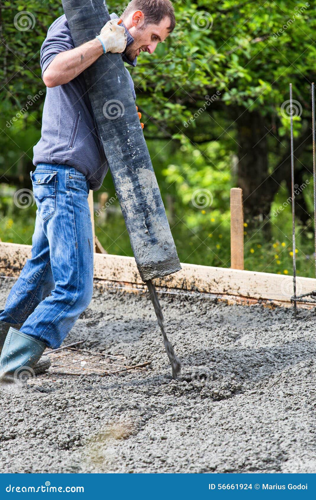 Pouring cement stock photo. Image of house, tube, machine - 56661924