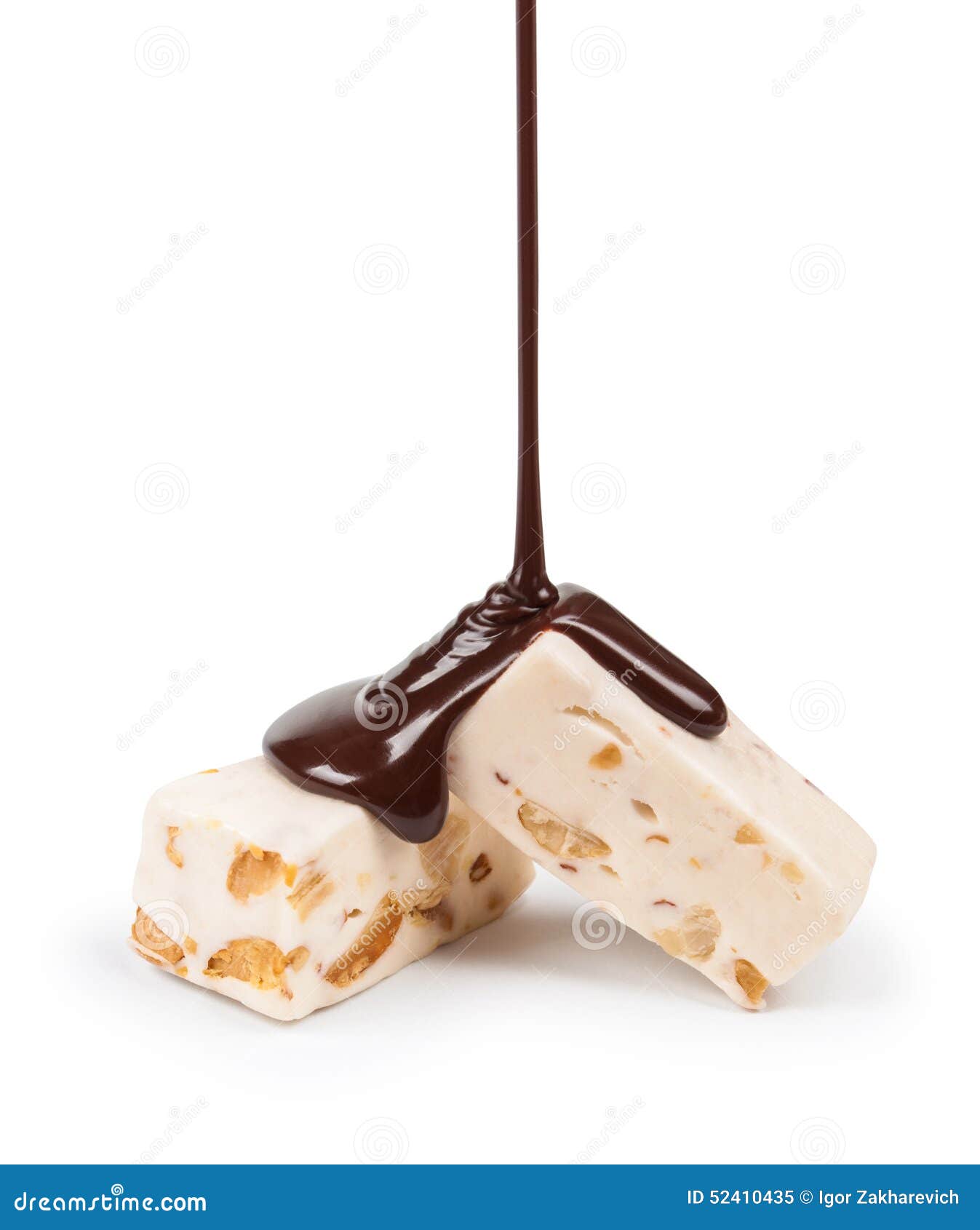 Pouring Chocolate Candy Nougat and Peanuts Stock Image - Image of ...