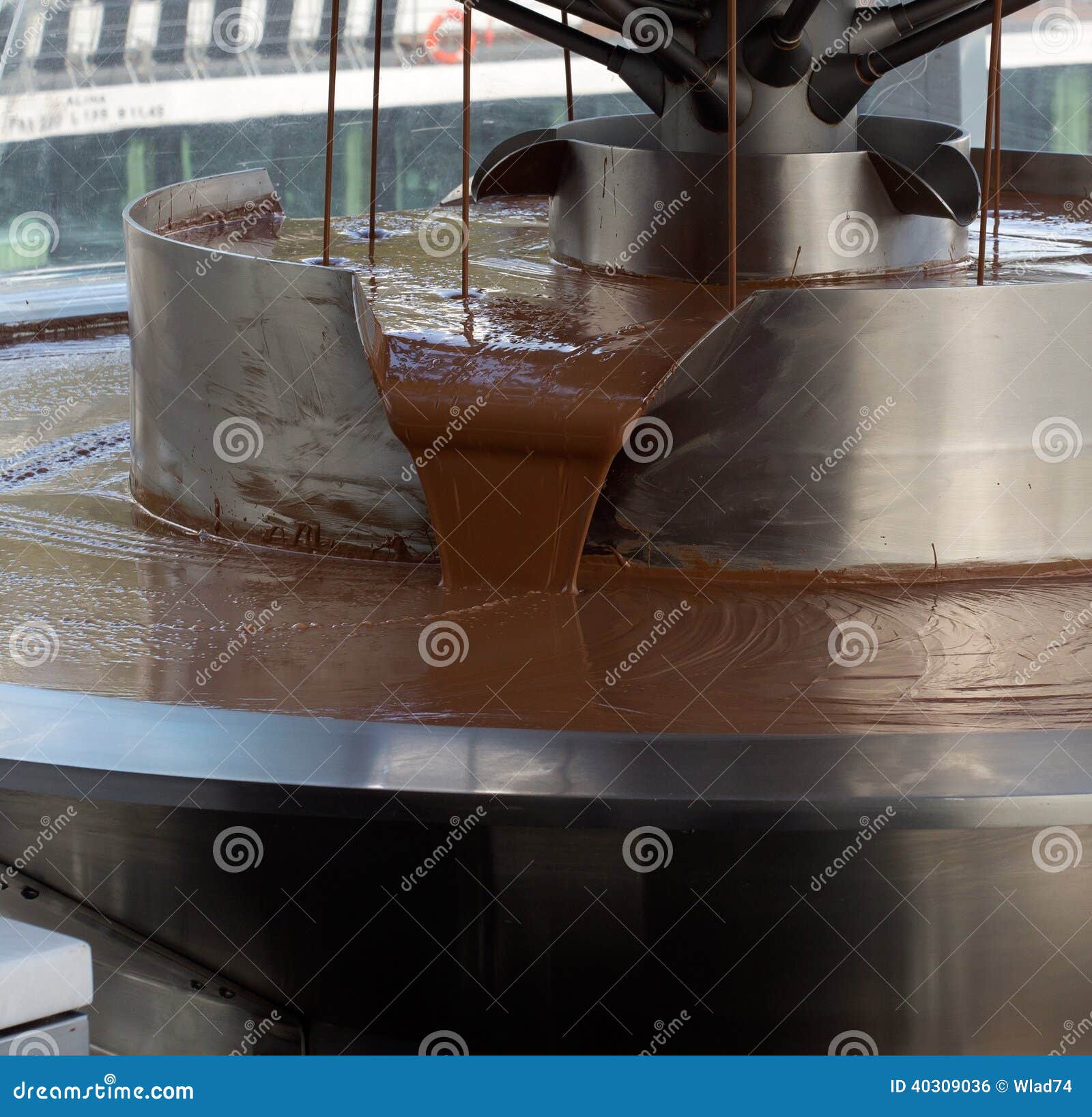 Pouring Chocolate in a Chocolate Factory Stock Photo - Image of pouring ...