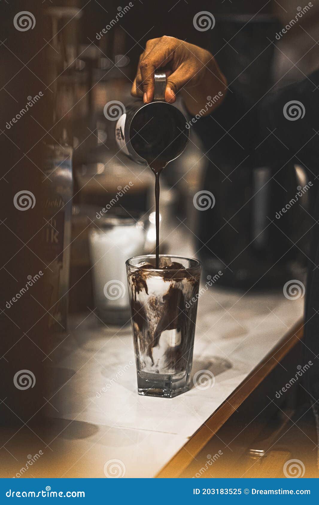 Pouring Chocolate Milk Cold Beverage Stock Image - Image of pouring ...